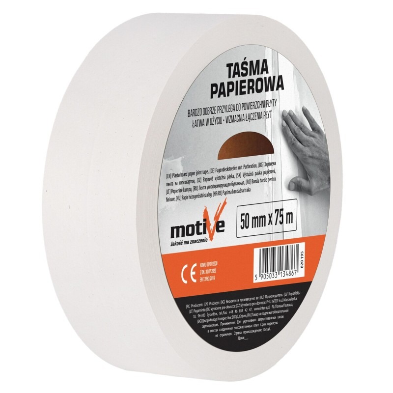 PLASTERBOARD PAPER JOINT TAPE MOTIVE 50 X 75MM : Liotatis Timber & DIY